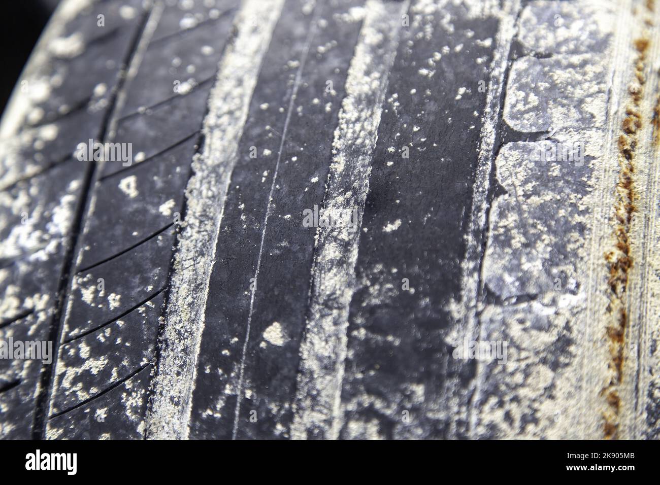 Detail of old car wheels to recycle, destruction of the environment and ...