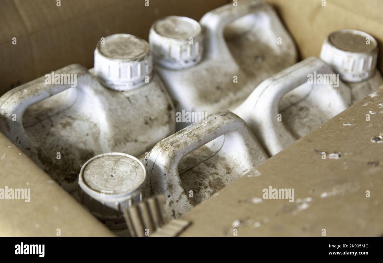 Plastic bottle used oil, recycling and ecology Stock Photo - Alamy