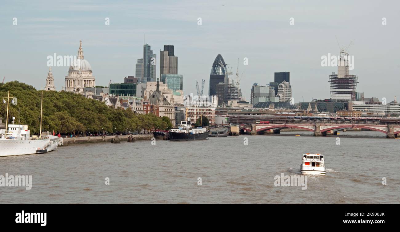 View of River Thames from Waterloo Bridge, Aldwich, London, UK - St ...