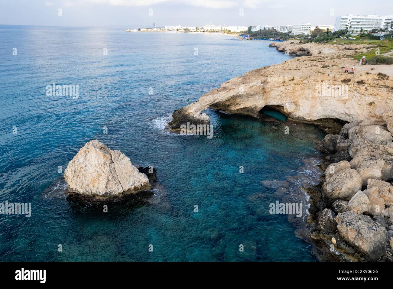 Natural rocky bridge of love at Cape Greco, Ayia Napa coastline holiday ...