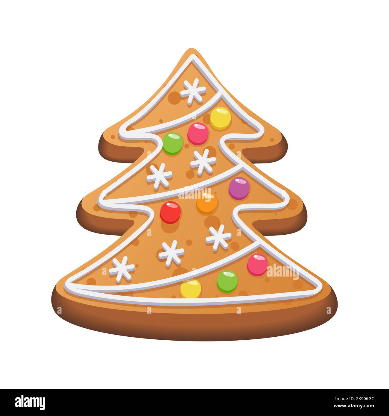 Festive gingerbread Christmas tree. Homemade sweets with icing sugar ...