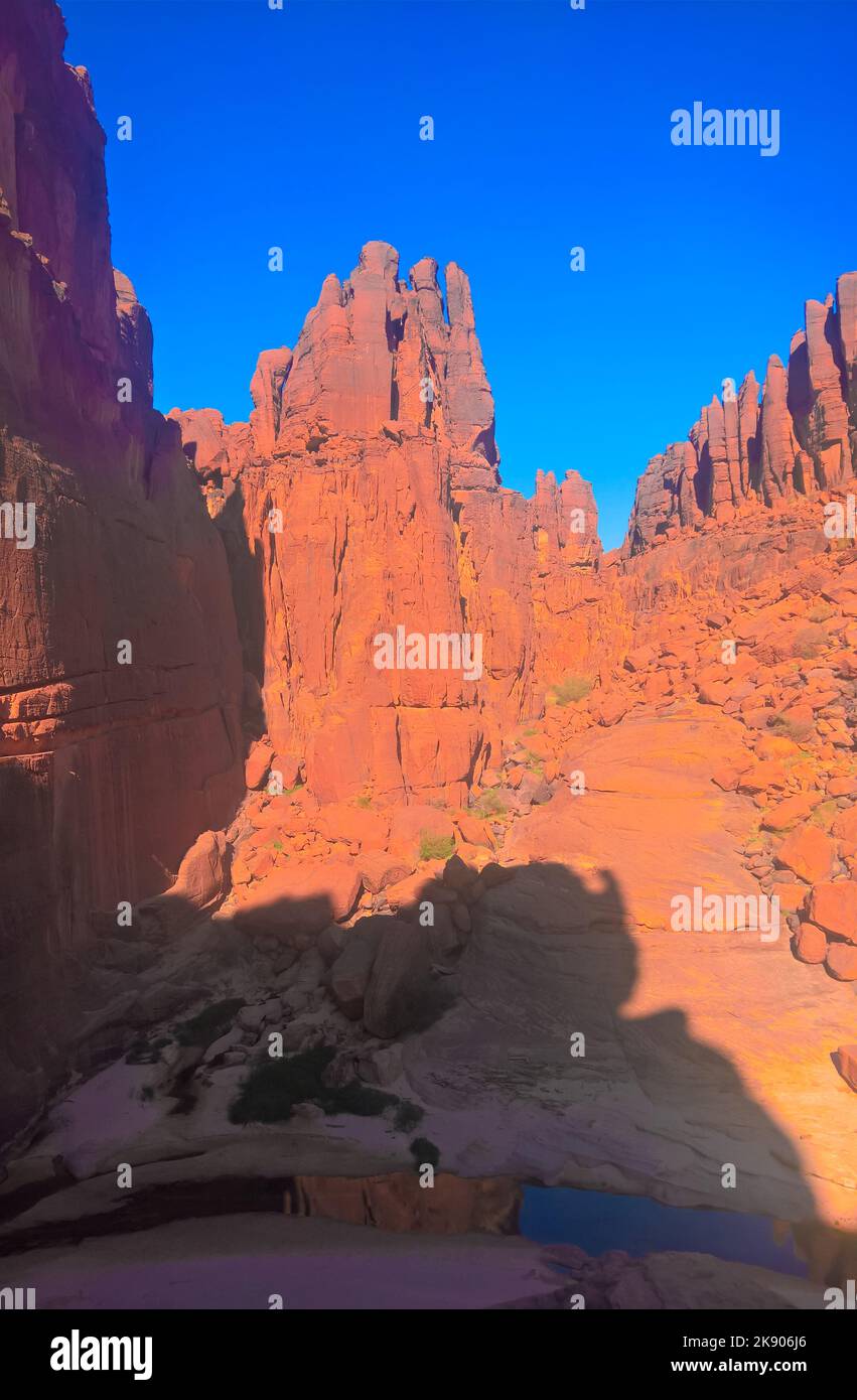 Panorama inside canyon aka Guelta d'Archei, East Ennedi, Chad Stock ...