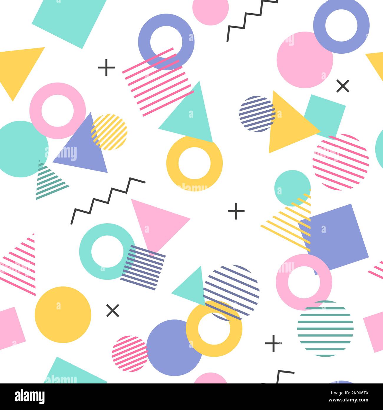 Abstract memphis background. Seamless pattern isolated on a white background. Colorful pattern ...