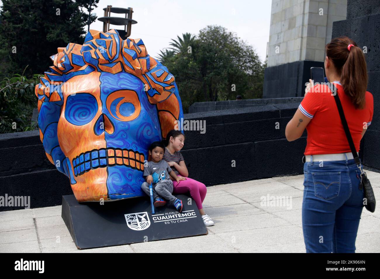 October 24, 2022, Mexico City, Mexico: Persons attend the skulls ...