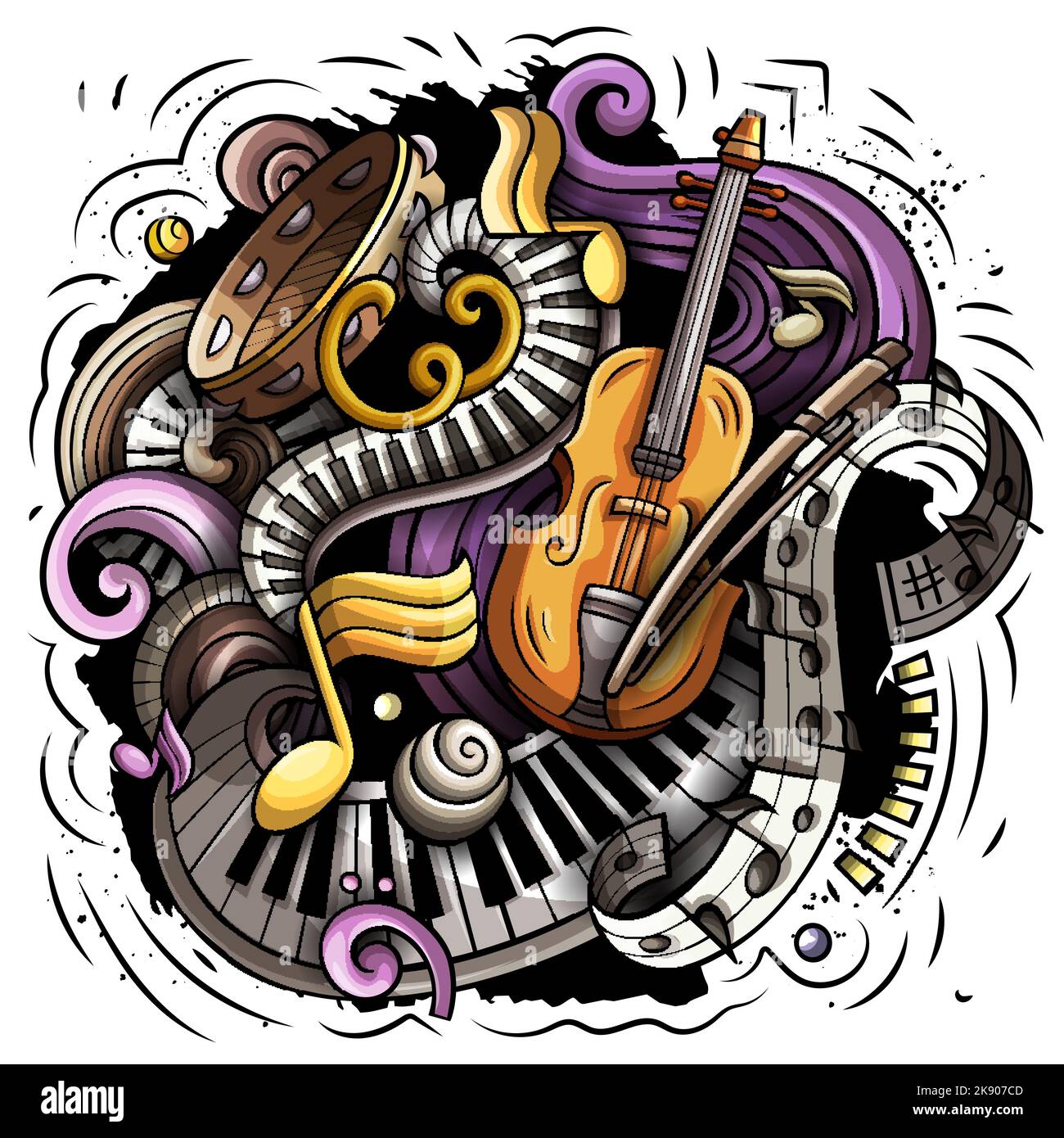 Cartoon vector doodles Classic music illustration Stock Vector Image ...