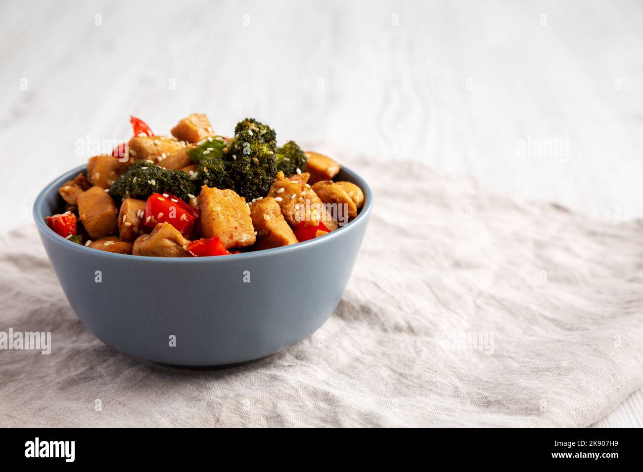 Homemade One-Pan Chicken And Broccoli Stir-Fry in a Bowl, side view ...