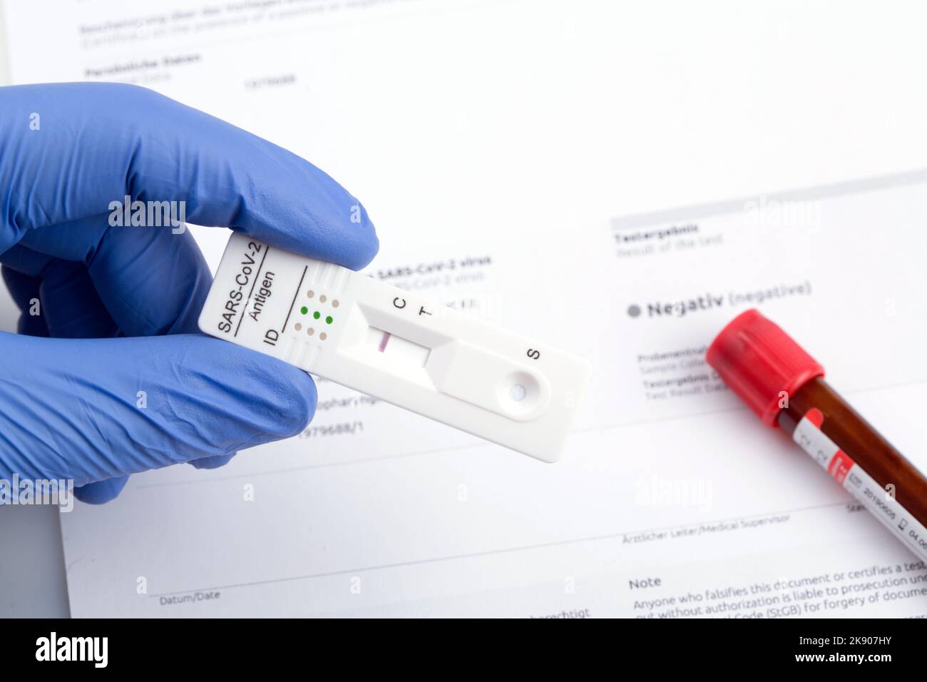 Express corona test. Negative covid antigen test Stock Photo - Alamy