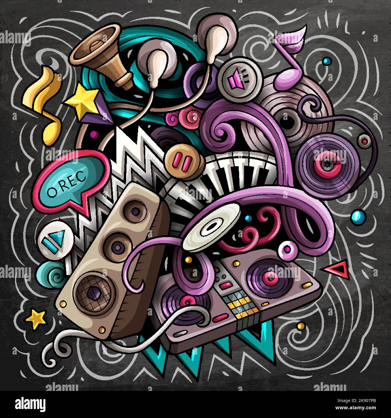 Cartoon vector doodles Disco music illustration Stock Vector Image ...