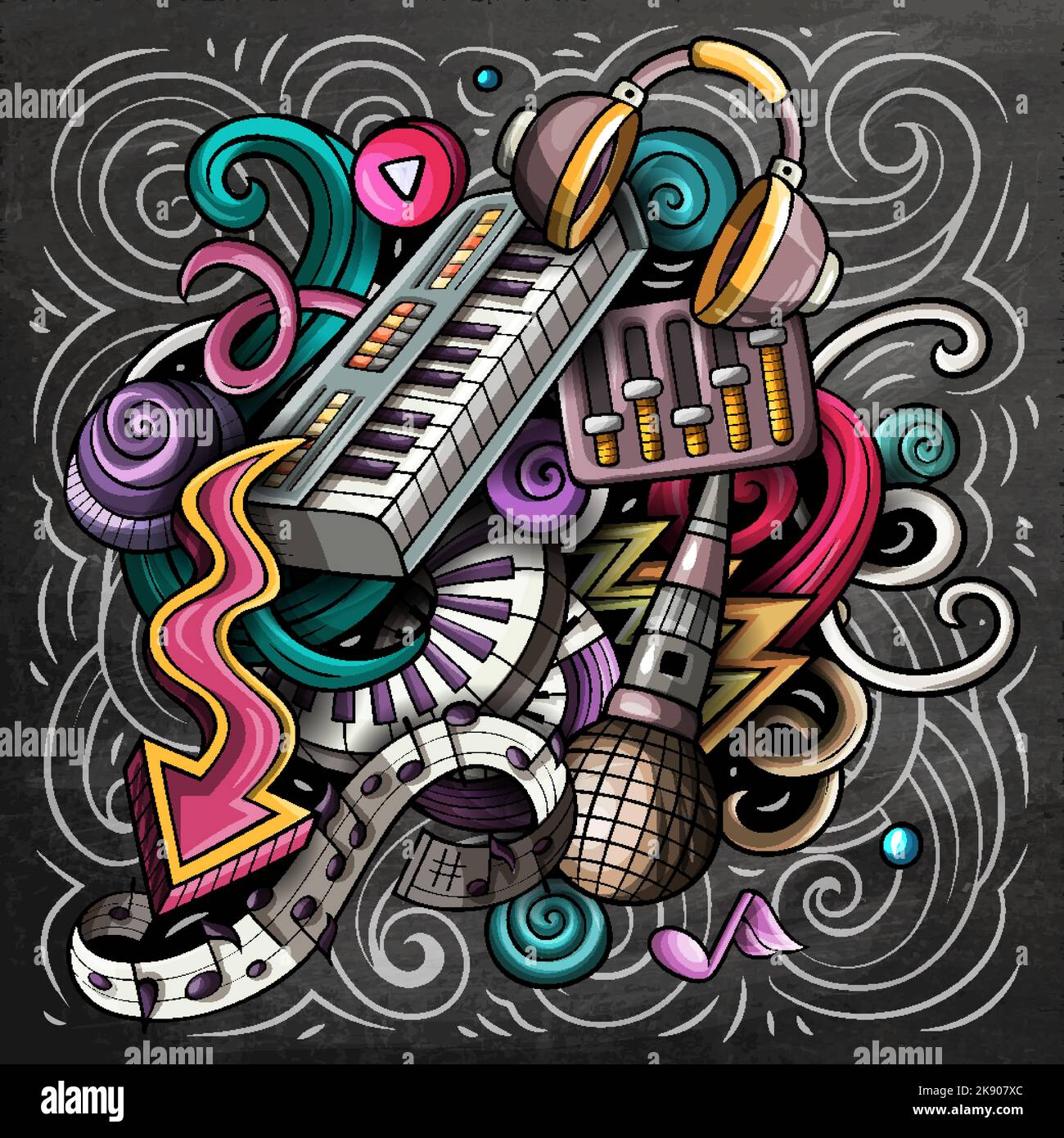 Cartoon vector doodles disco hi-res stock photography and images - Alamy