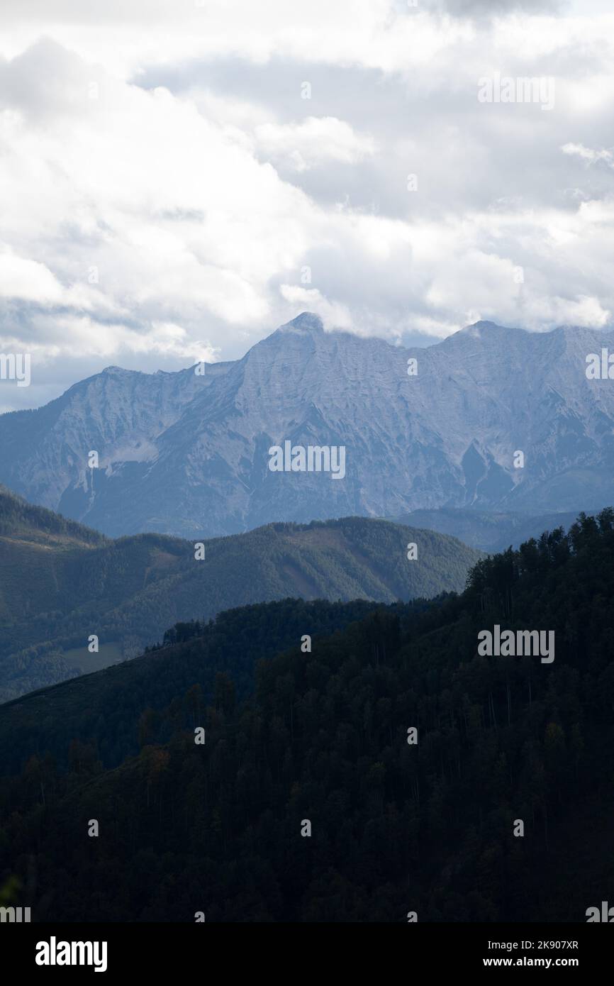 The layered horizon of the mountain range, vertical Stock Photo - Alamy