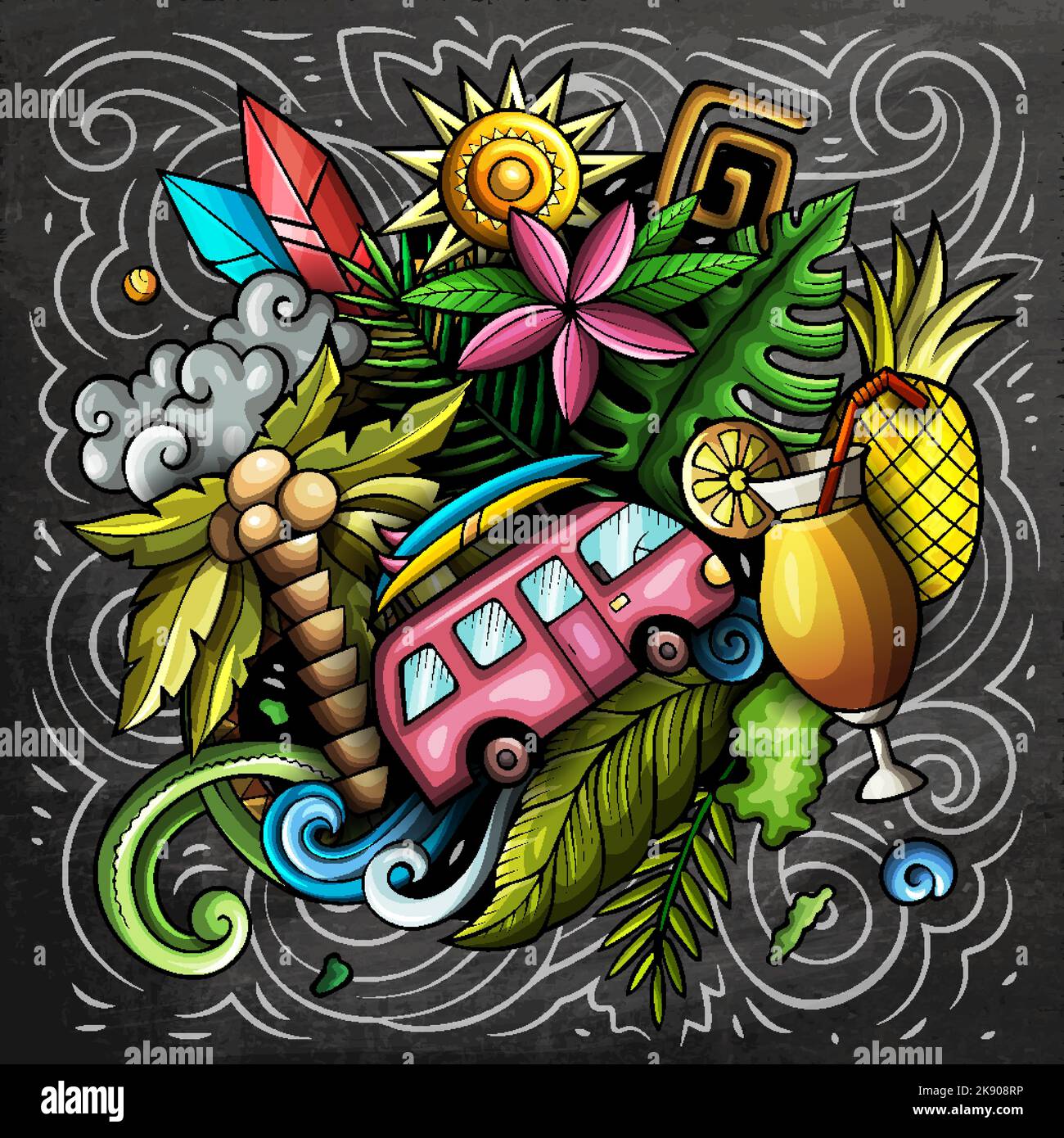 Hawaii cartoon vector doodle design Stock Vector Image & Art - Alamy