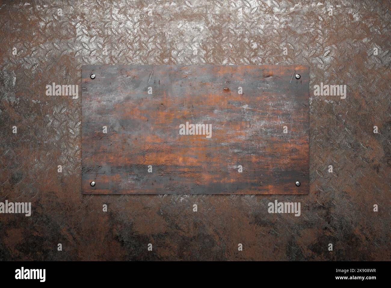 Steel textured metal sheet with heavy rust. 3d illustration Stock Photo ...