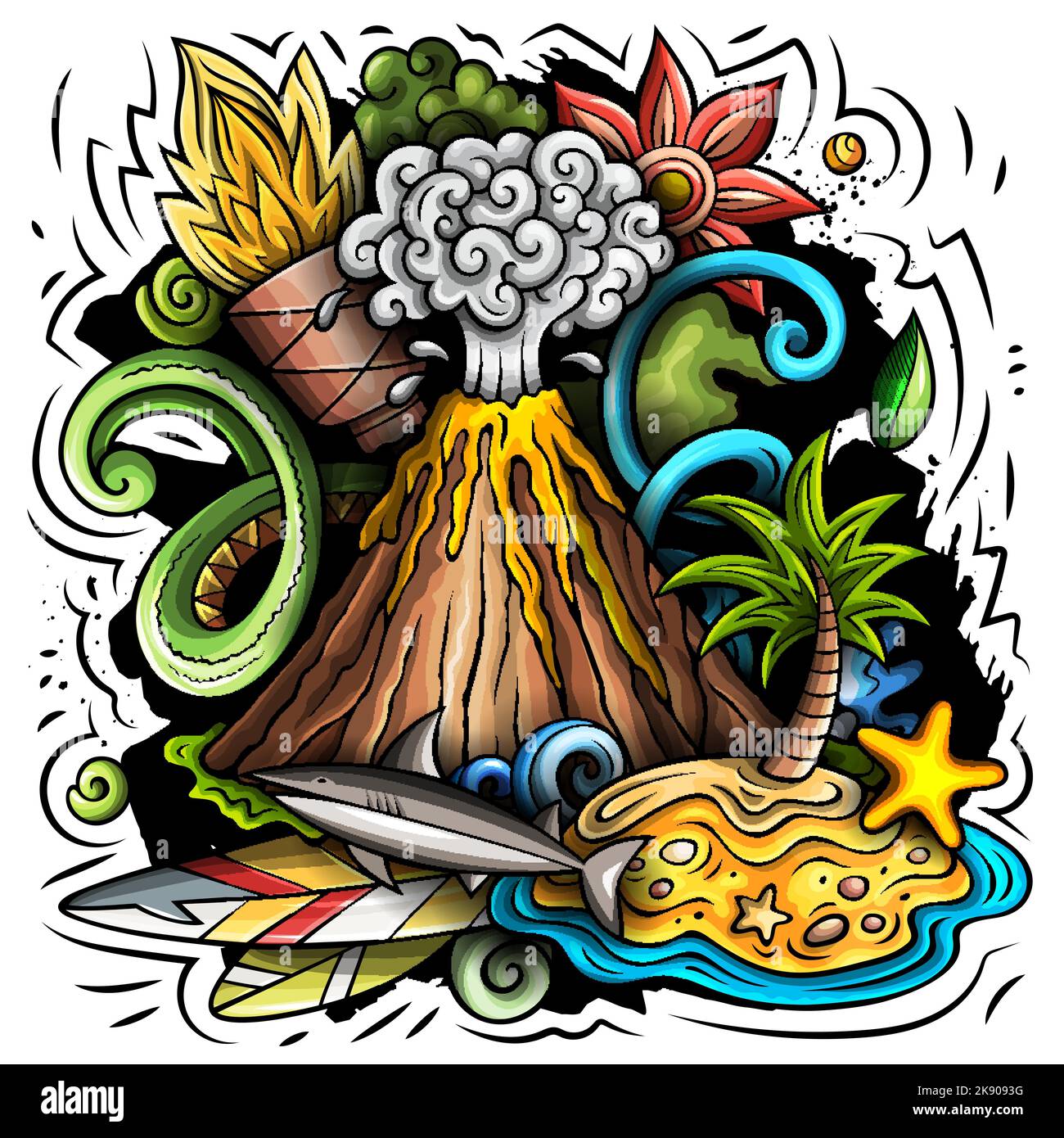 Hawaii cartoon vector doodle design Stock Vector Image & Art - Alamy