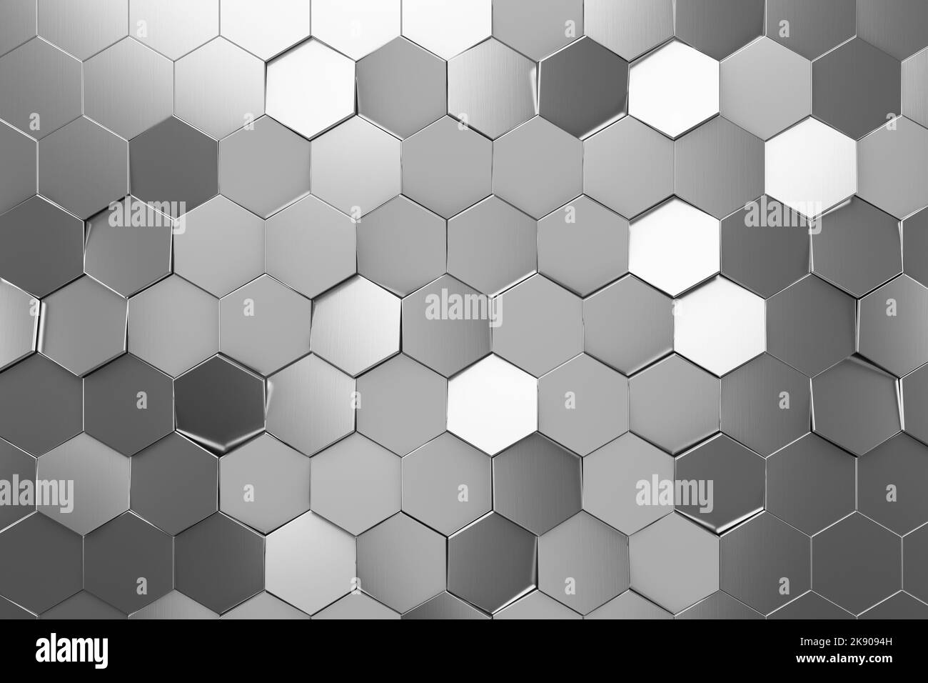 Modern metallic honeycomb and hexagon background pattern. 3d rendering ...