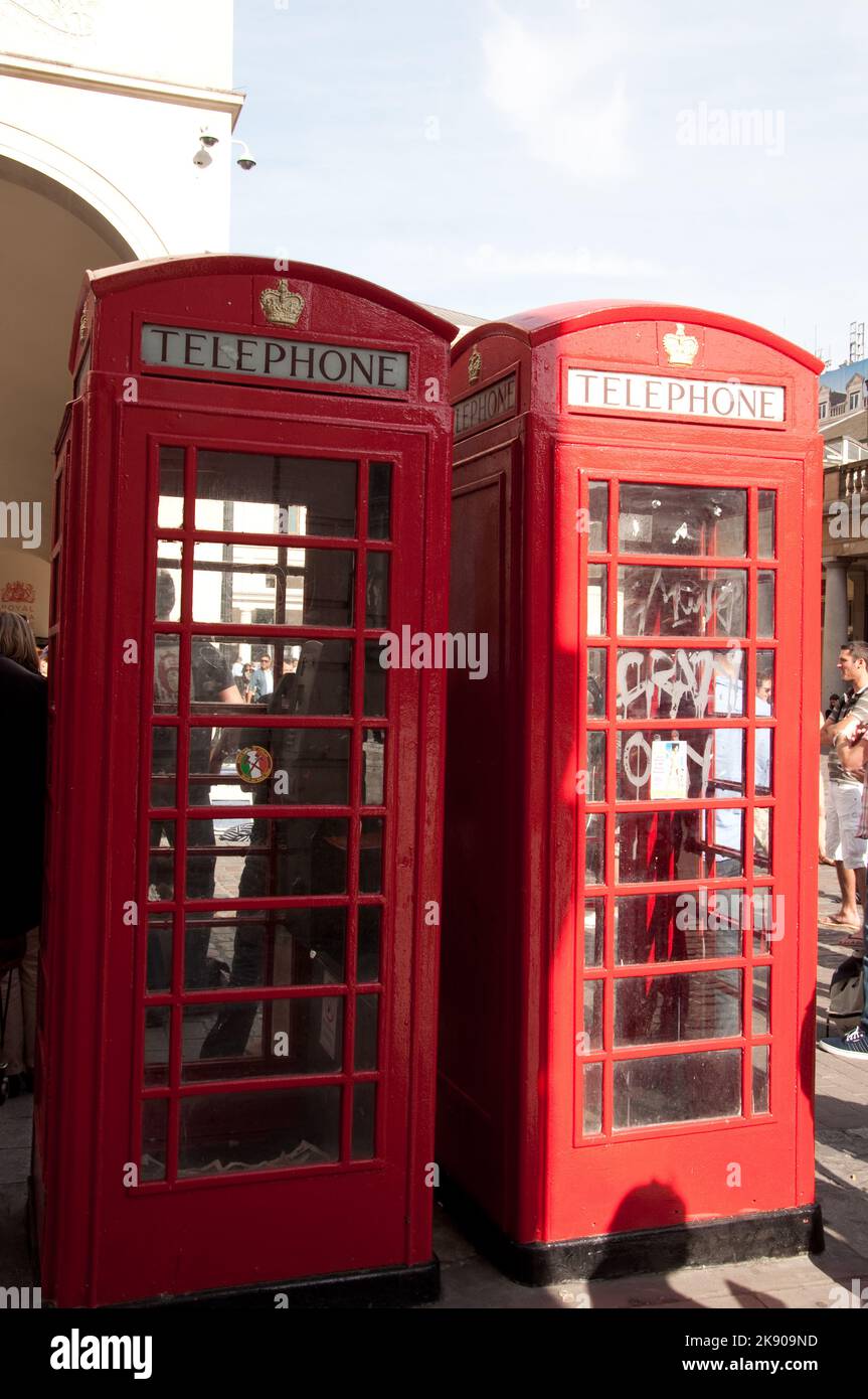 Phone Boxes, Covent Garden, London, UK - these iconic red phoneboxes ...