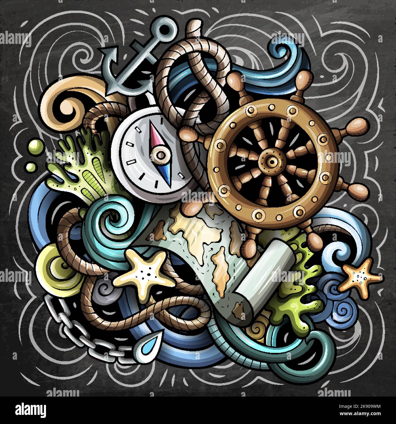 Nautical cartoon vector illustration Stock Vector Image & Art - Alamy