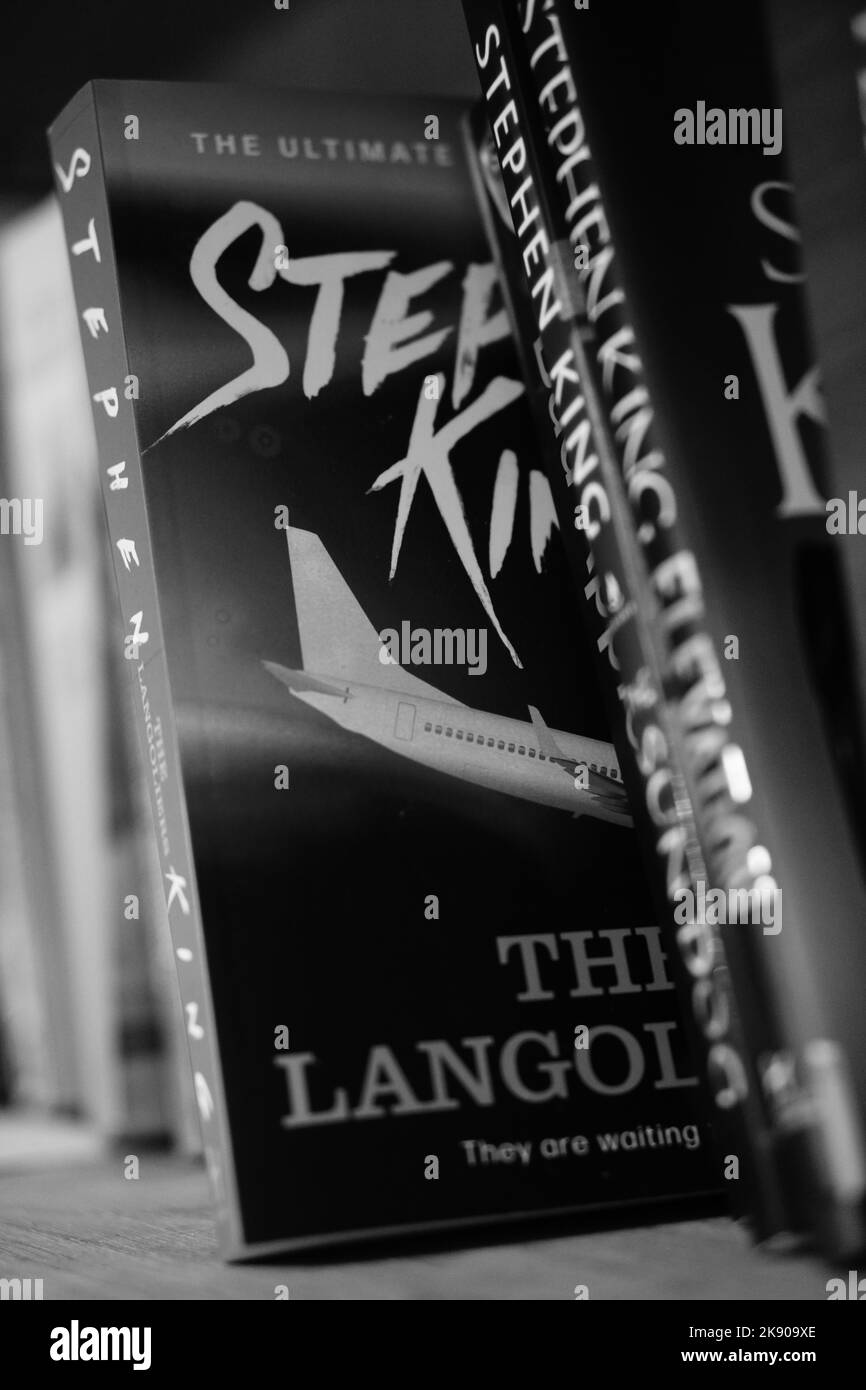 A vertical grayscale closeup of The Langoliers novel by Stephen King ...