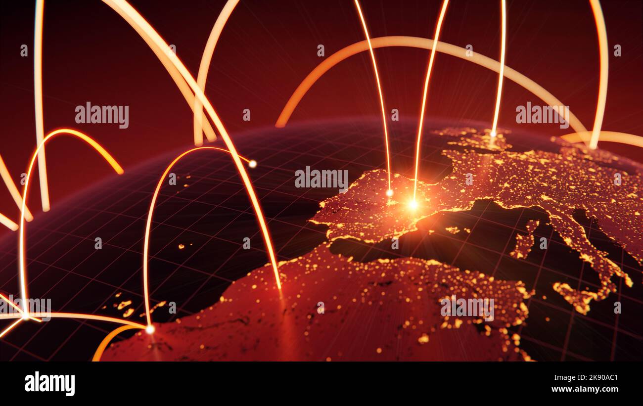 Global connection concept. Planet earth network sphere. 3d rendering ...