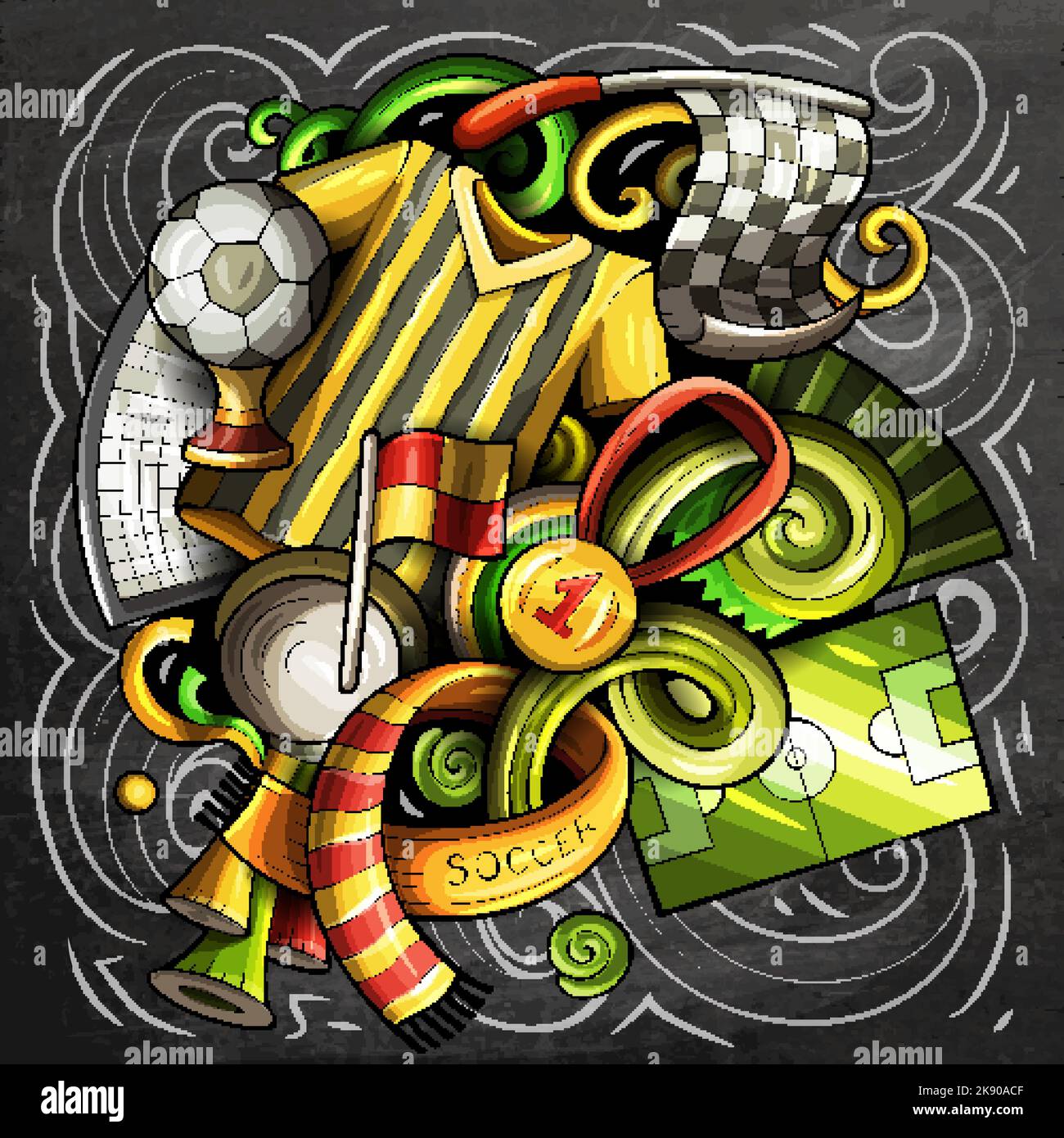 Cartoon vector doodles Football illustration Stock Vector Image & Art ...