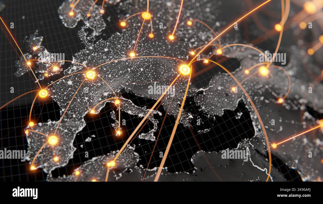 Global connection concept. Planet earth network sphere. 3d rendering ...
