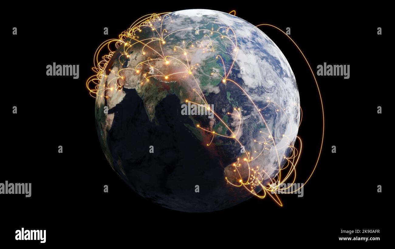 Global connection concept. Planet earth network sphere. 3d rendering ...