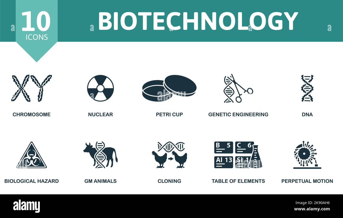 Biotechnology icon set. Monochrome simple Biotechnology icon collection ...