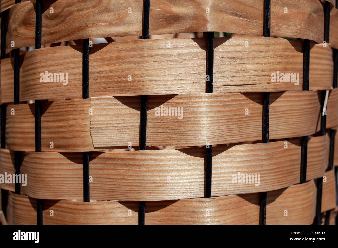 Flower pod decorated by wood veneer. A full frame brown wood veneer ...