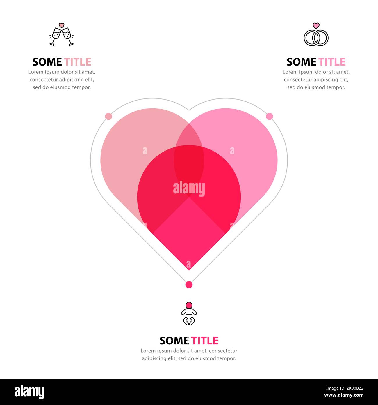 Infographic template with icons and 3 options or steps. Love concept ...