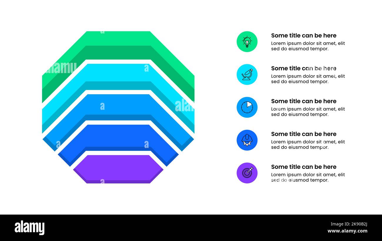 Infographic template with icons and 5 options or steps. Octagon. Can be ...
