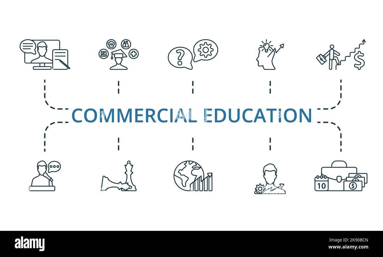 Commercial Education icon set. Monochrome simple Commercial Education ... Commercial Education icon set. Monochrome simple Commercial Education ...