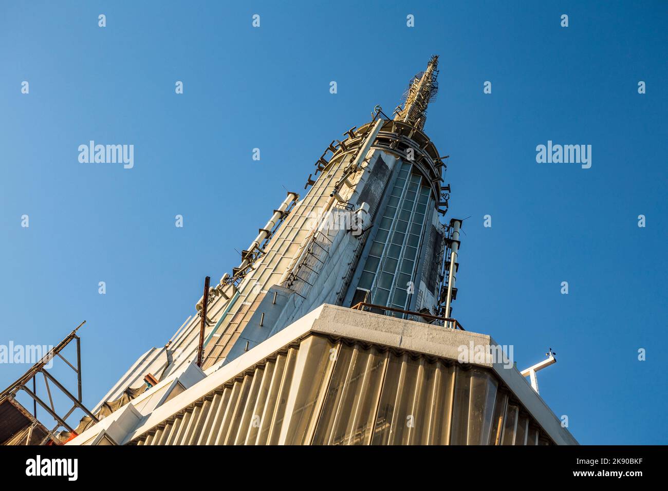 NEW YORK, USA - OCT 23, 2015: The top of the Empire State Building and ...