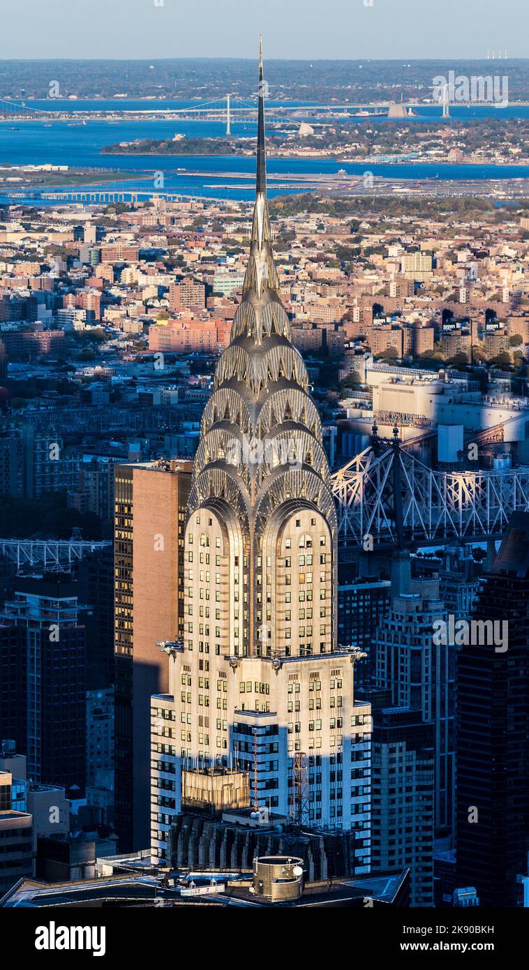 NEW YORK, USA - OCT 23, 2015: aerial view of the Chrysler building in ...