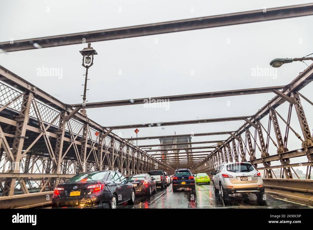 NEW YORK, USA - OCT 28, 2015: using the Brooklin Bridge to cross the ...