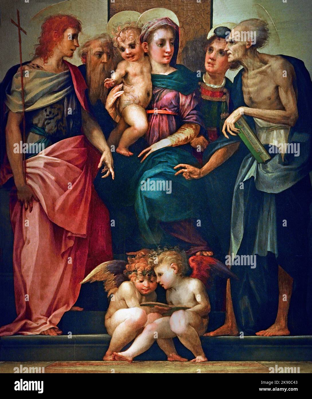 Enthroned madonna and child with four saints hi-res stock photography and images - Alamy