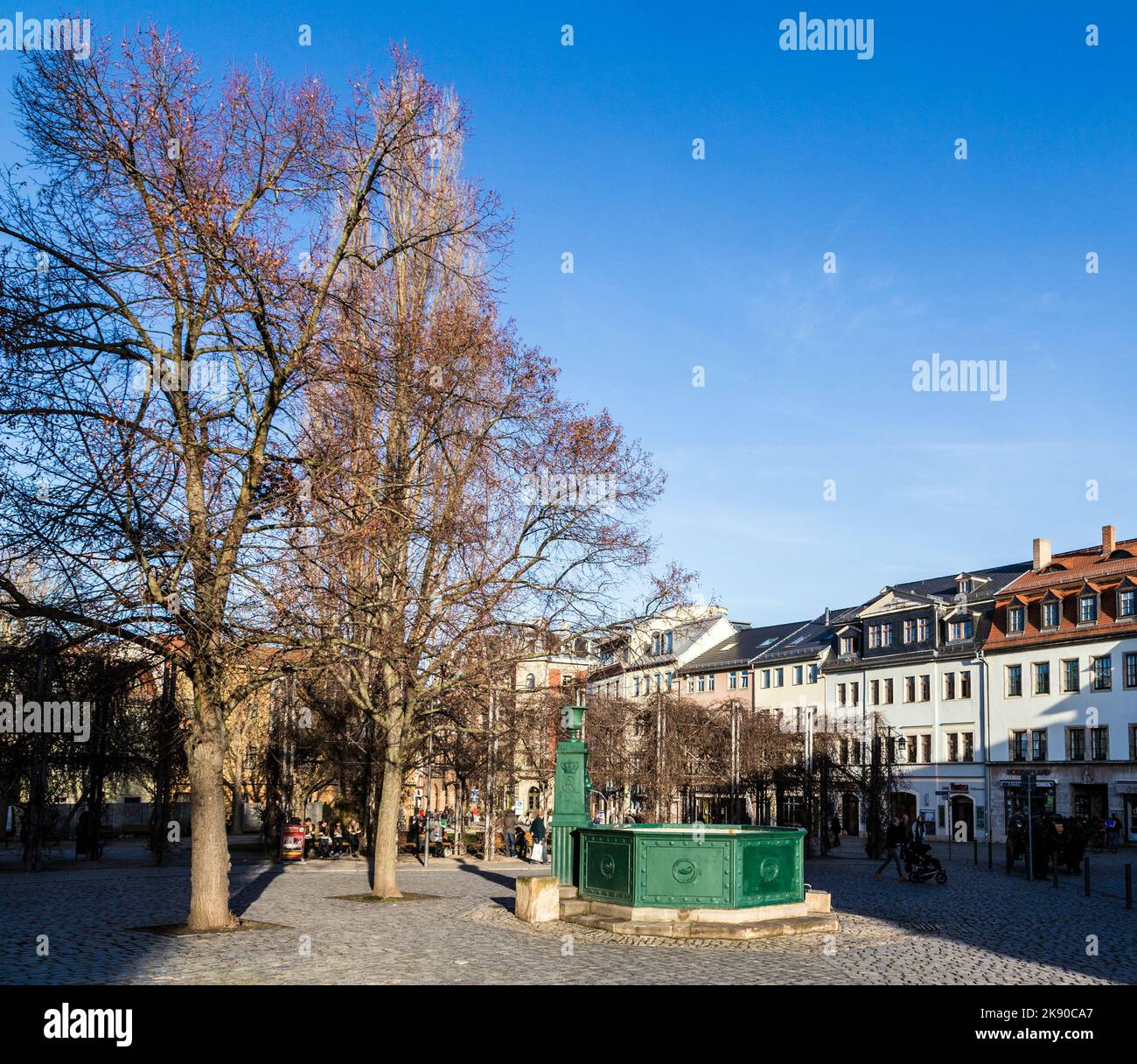 WEIMAR, GERMANY - DEC 19, 2015: famous Goethe fountain at the ...