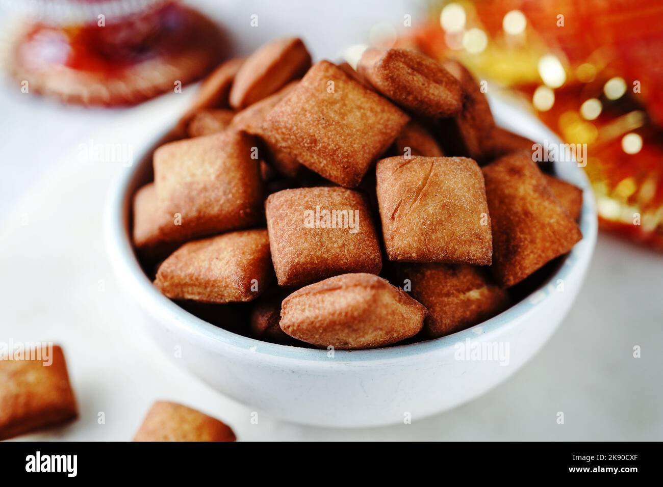 Homemade Shakarpara or Shankarpali - Diwali snacks, selective focus ...
