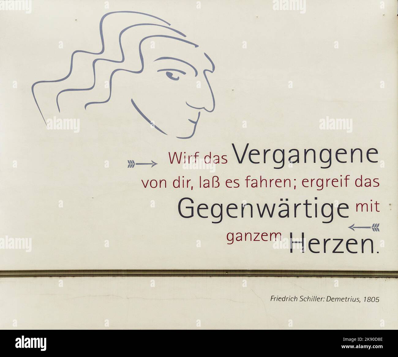 RUDOLSTADT, GERMANY - JAN 10, 2016: proverb of Friedrich Schiller at a ...