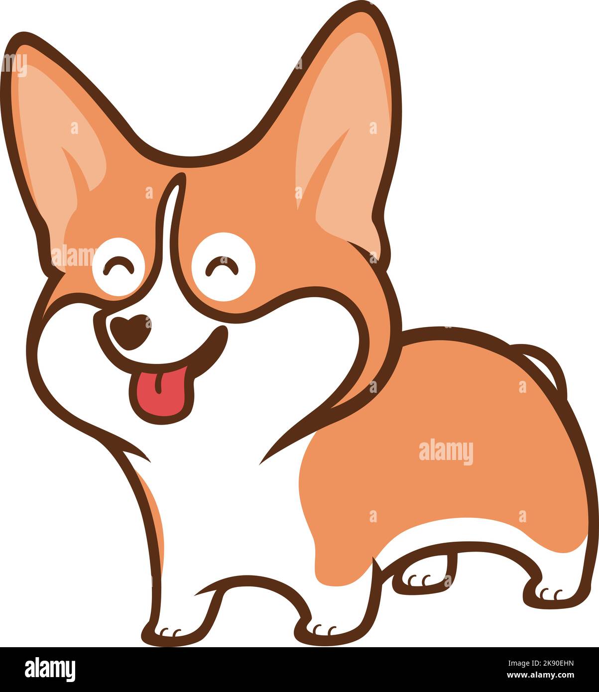 A Cute Corgi Dog Smiling. Cartoon Character Design Stock Vector Image ...