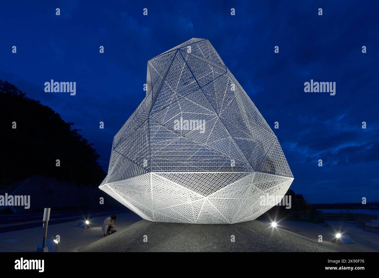 Pavilion at dusk. Naoshima Pavillion, Naoshima, Japan. Architect: Sou ...