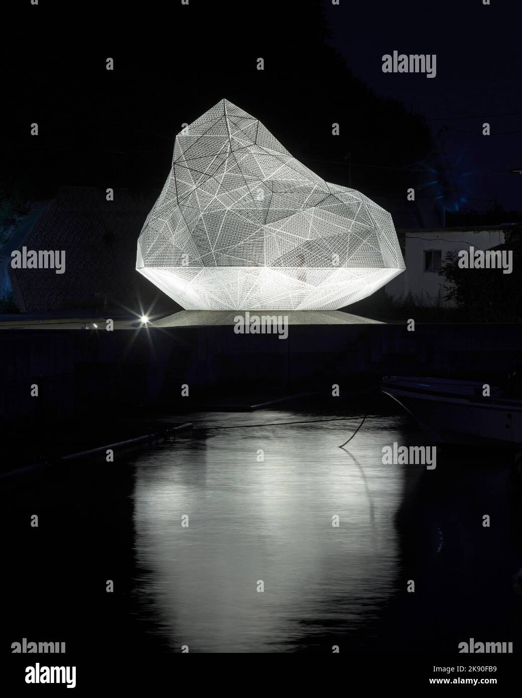 Pavilion at night. Naoshima Pavillion, Naoshima, Japan. Architect: Sou ...