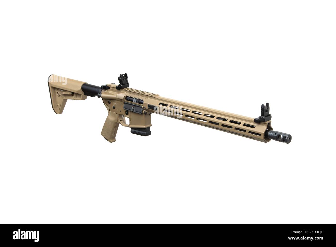 Modern automatic rifle in coyote color. Weapons for police, special ...