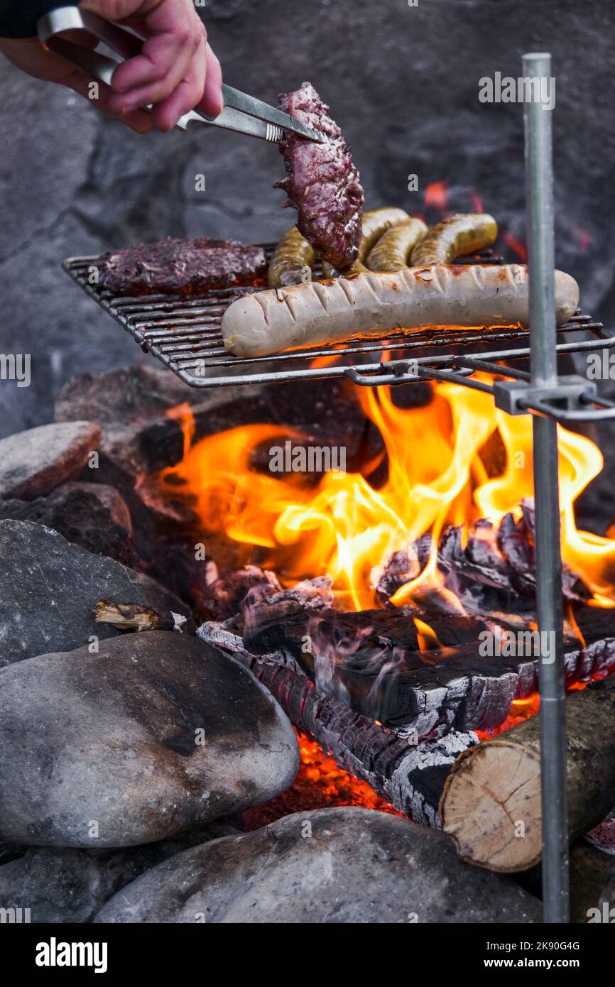 Hot grill smoke fire outside hi-res stock photography and images - Alamy