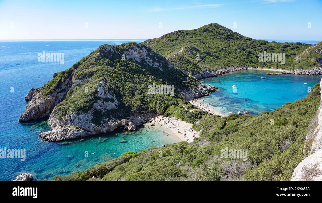 an aerial view of the Porto Timoni beach in Greece Stock Photo - Alamy