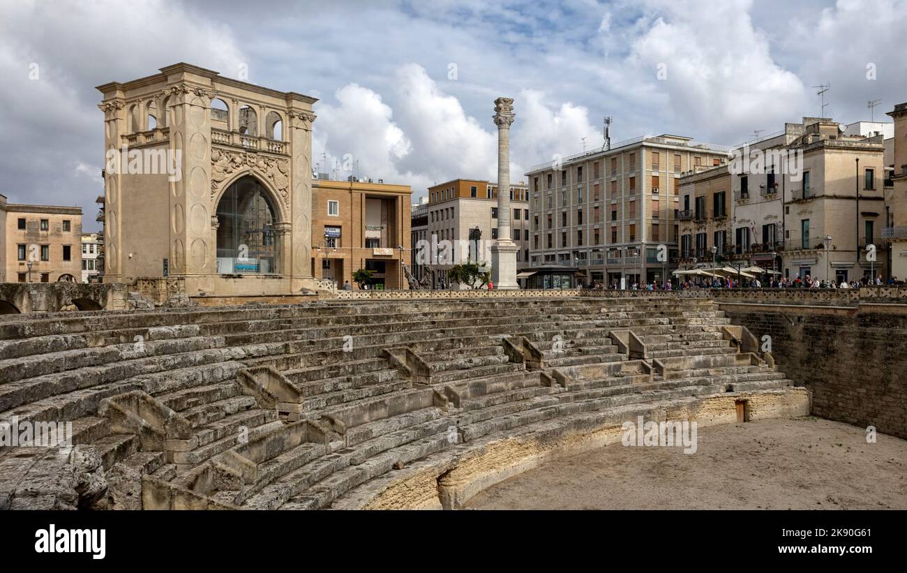 LECCE, ITALY - OCTOBER 14, 2022: View of the Roman Amphitheatre in Sant ...