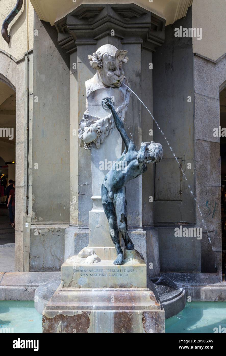 MUNICH, GERMANY - MAY 27, 2016: famous fountain Brunnenbuberl in Munich ...