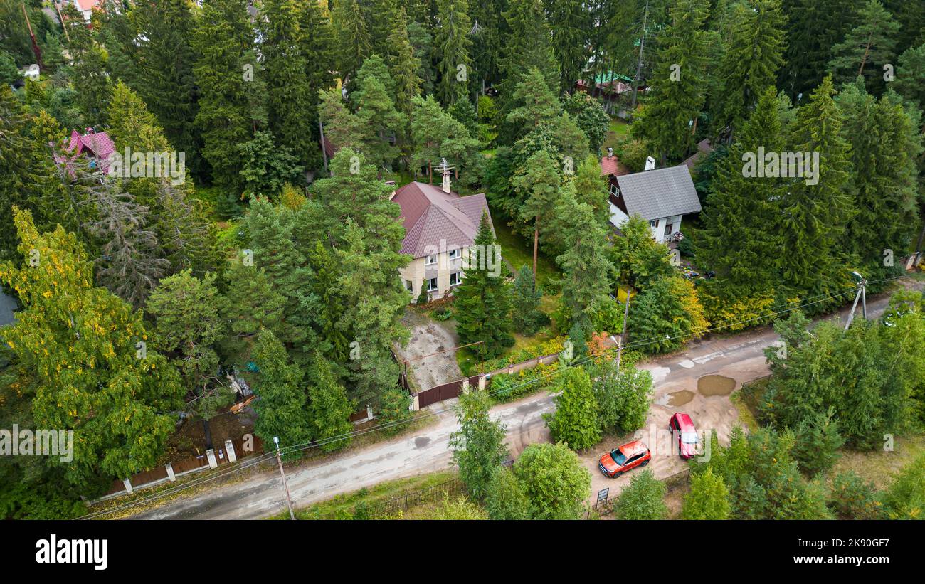 Drone over roof house hi-res stock photography and images - Alamy