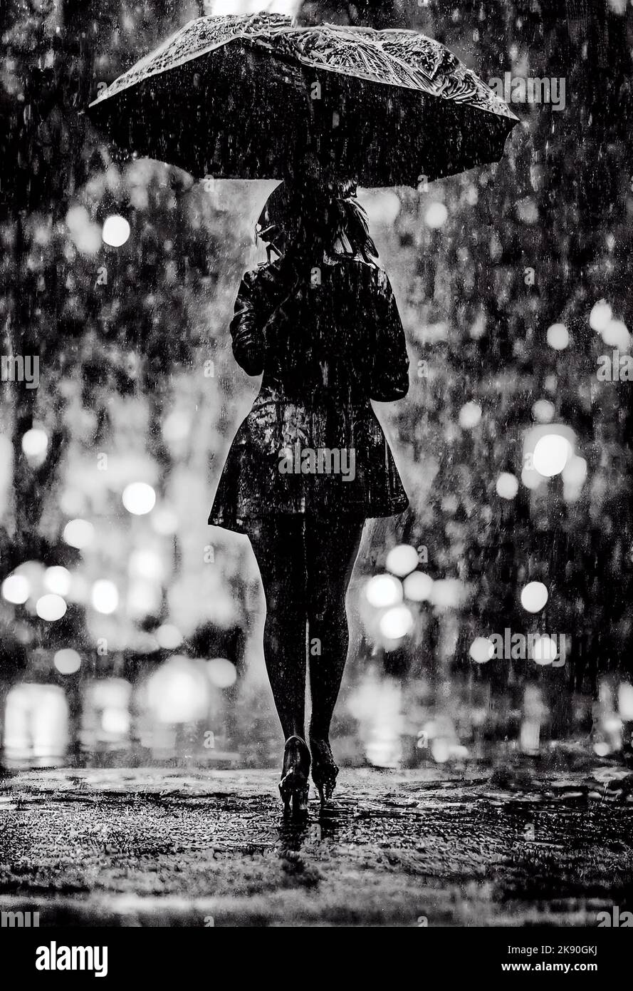 Lady under umbrella hi-res stock photography and images - Alamy