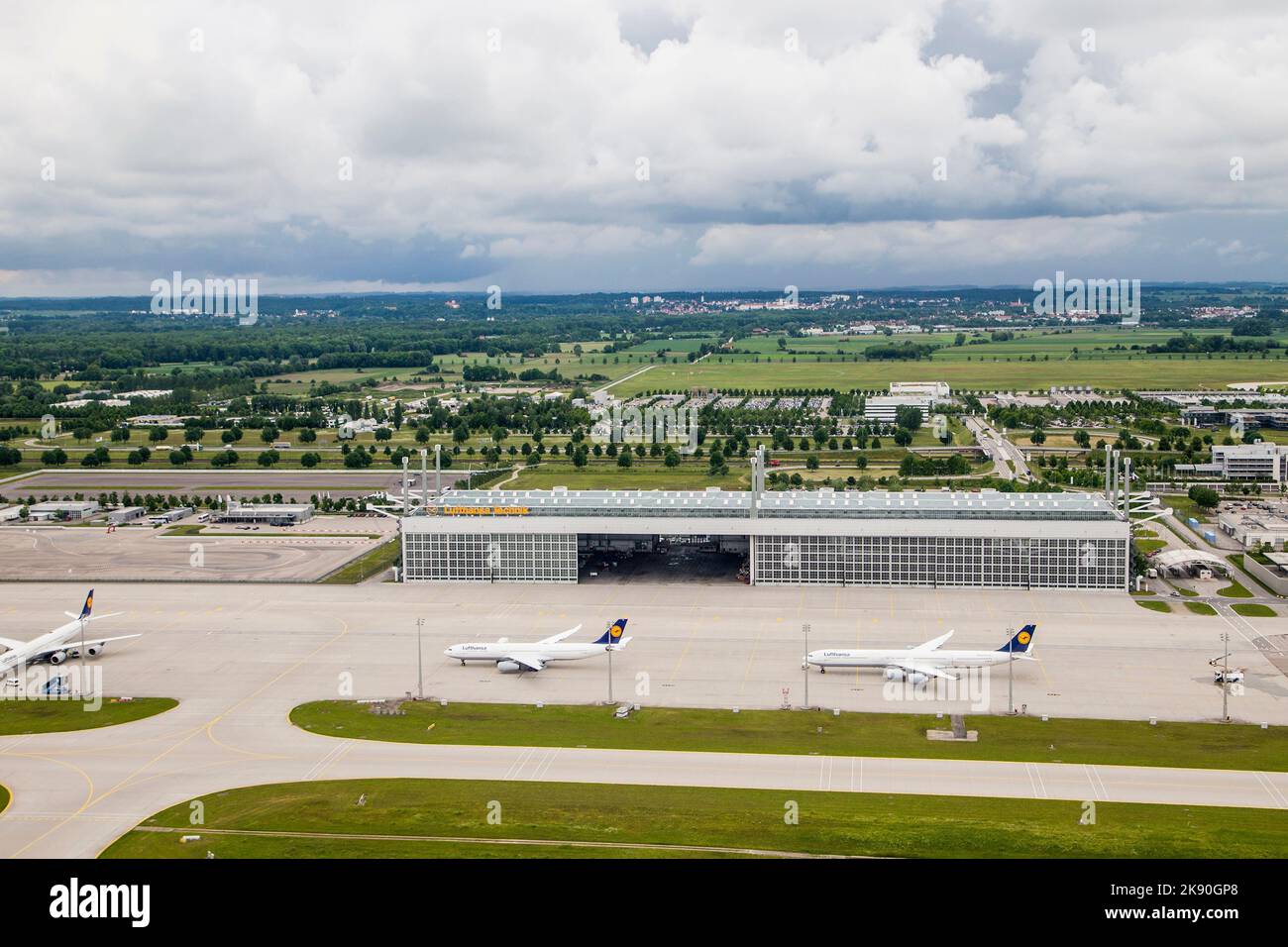 MUNICH, GERMANY - JUNE 6, 2016: Aerial view of Munich International ...