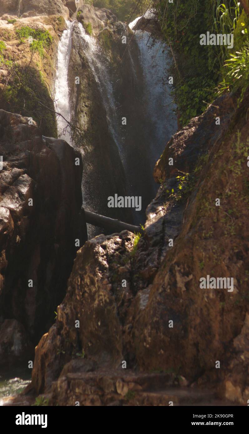 A waterfall hidden in the forest Stock Photo - Alamy