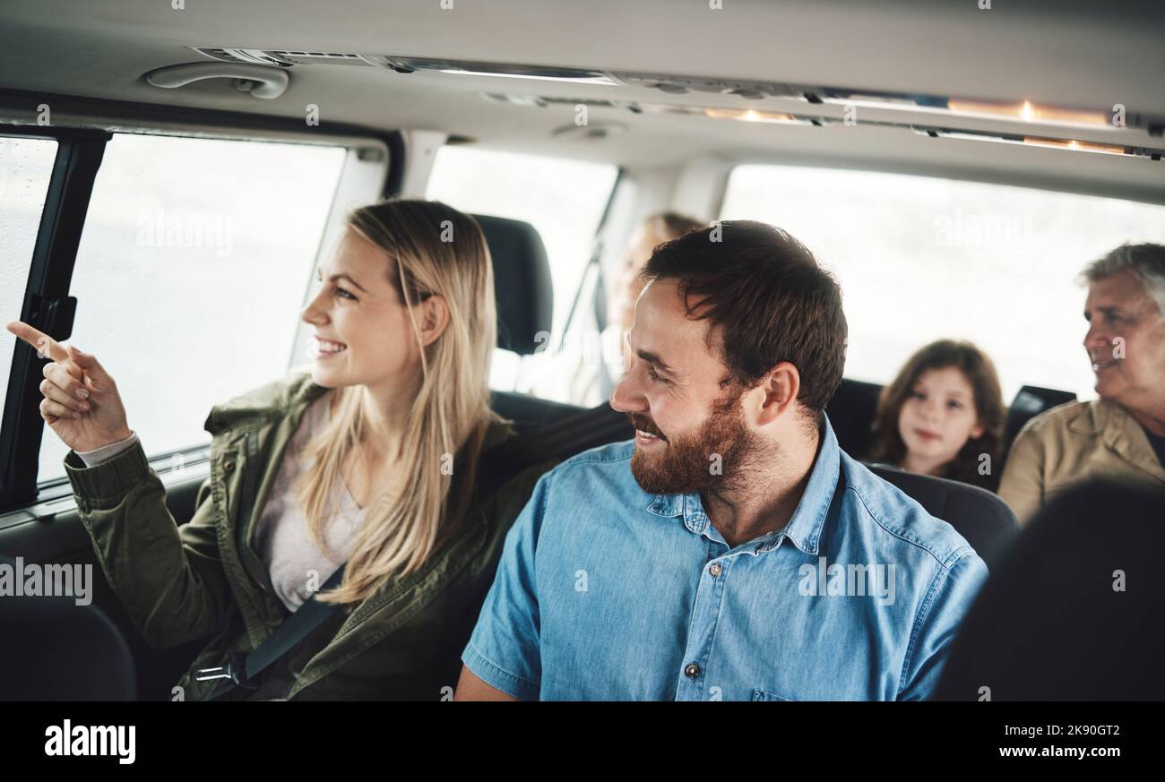 Happy family with car hi-res stock photography and images - Alamy